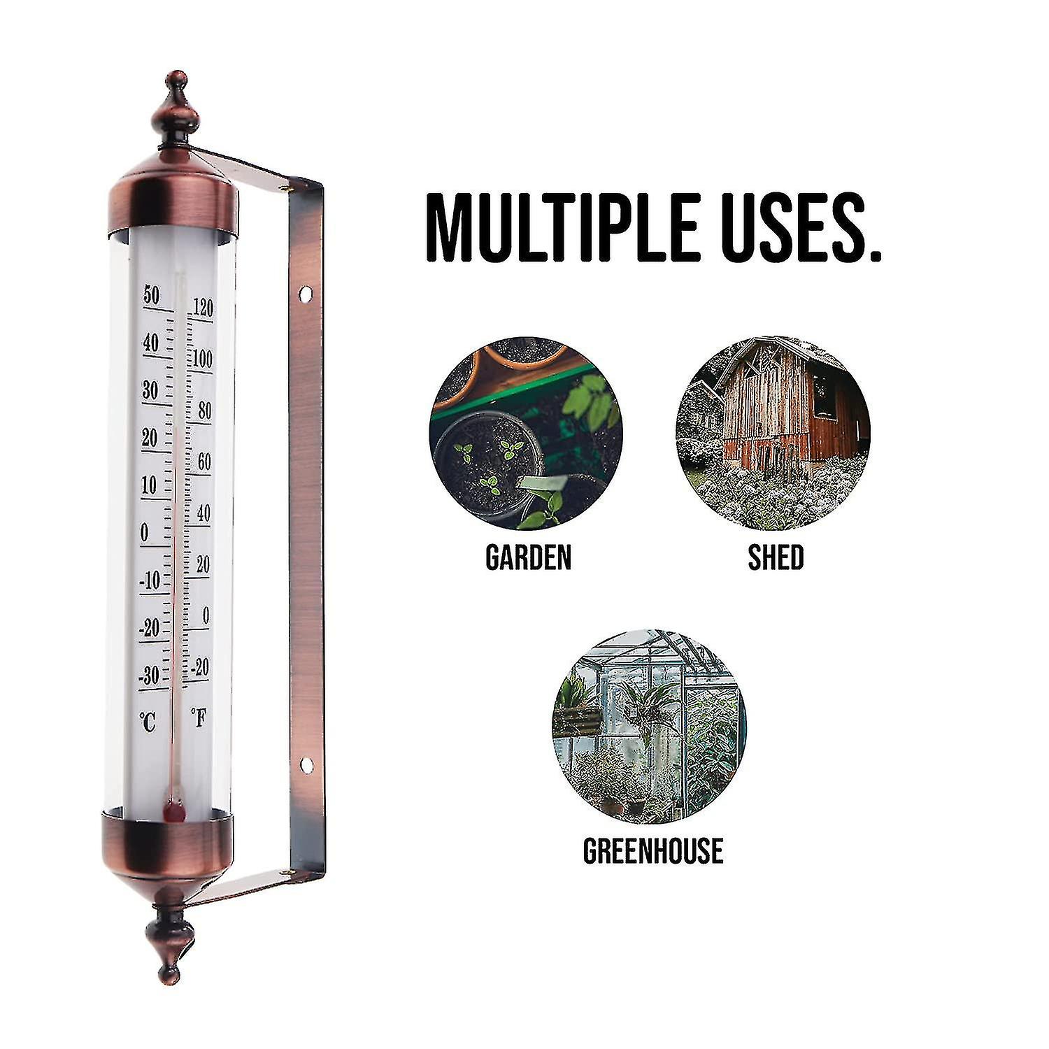 Outdoor Thermometer With Bronze Effect Design - Stylish Garden ...