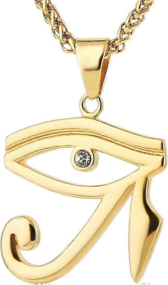 CZ Eye of Horus Egypt Protection Pendant on Stainless steel Necklace ...
