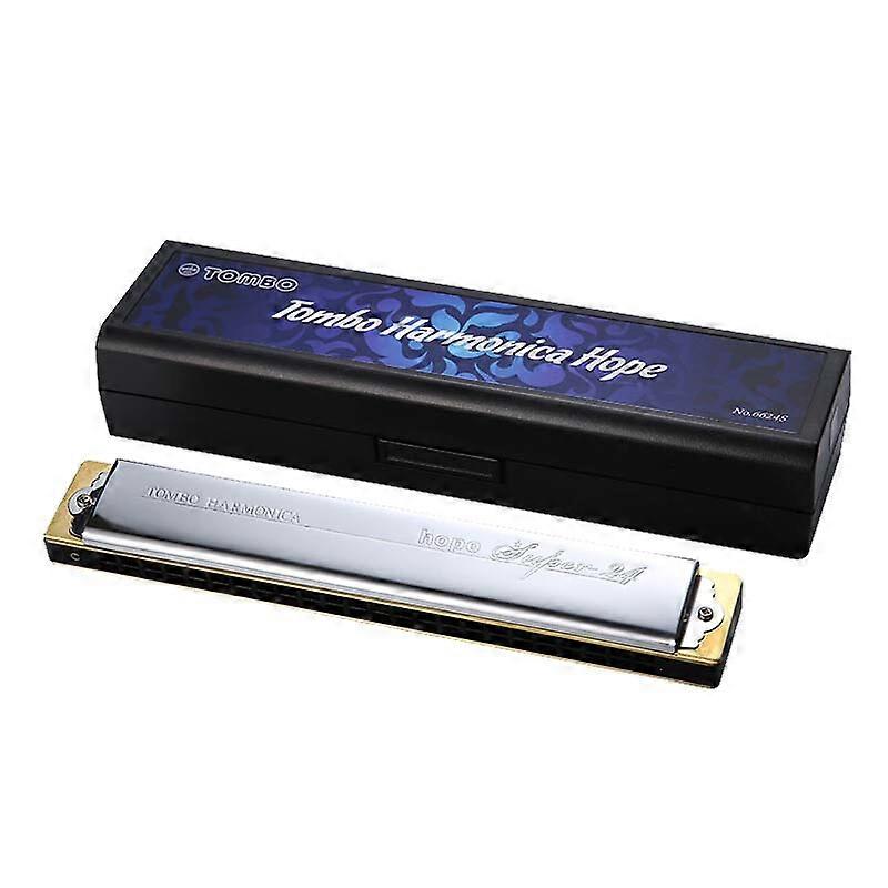 Tombo Hope Super 24 Tremolo 6624s Harmonica 24 Hole Brass Reeds Blues Harp Mouth Organ Key C Abs ...