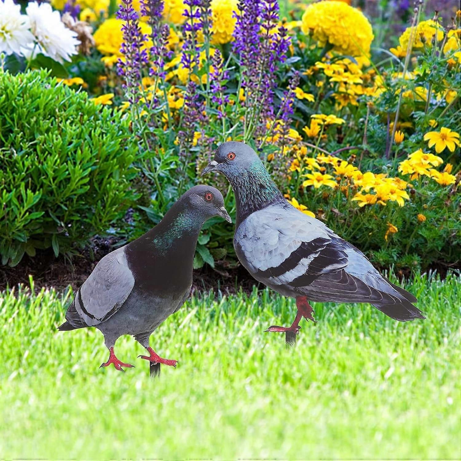 2pcs pigeon garden stakes decorative ground insert realistic pigeon ...