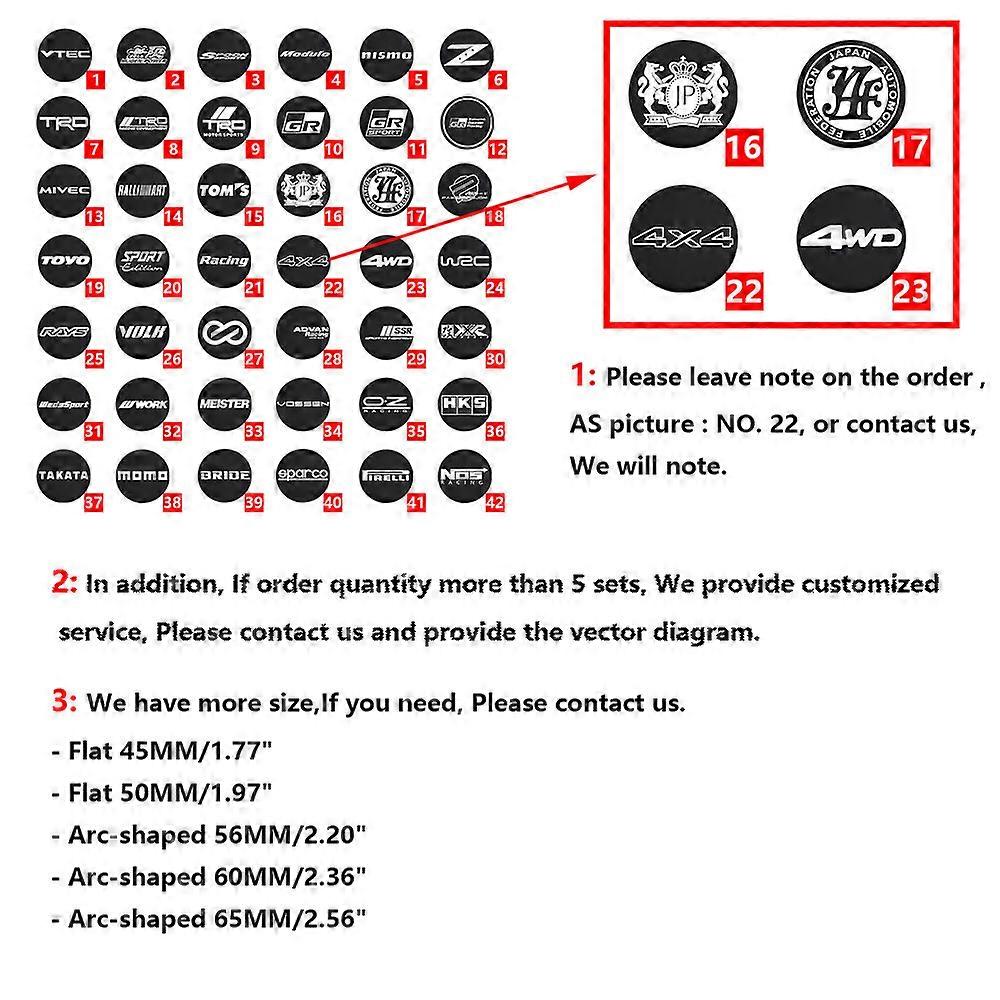 4pcs 45/50mm/56mm/60mm/65mm Car Rim Center Sticker Laser Logo Emblem ...