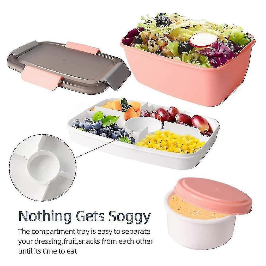 Adult Lunch Box, 2000 Ml, Lunch Box With Compartments, 2-tier Salad Box ...