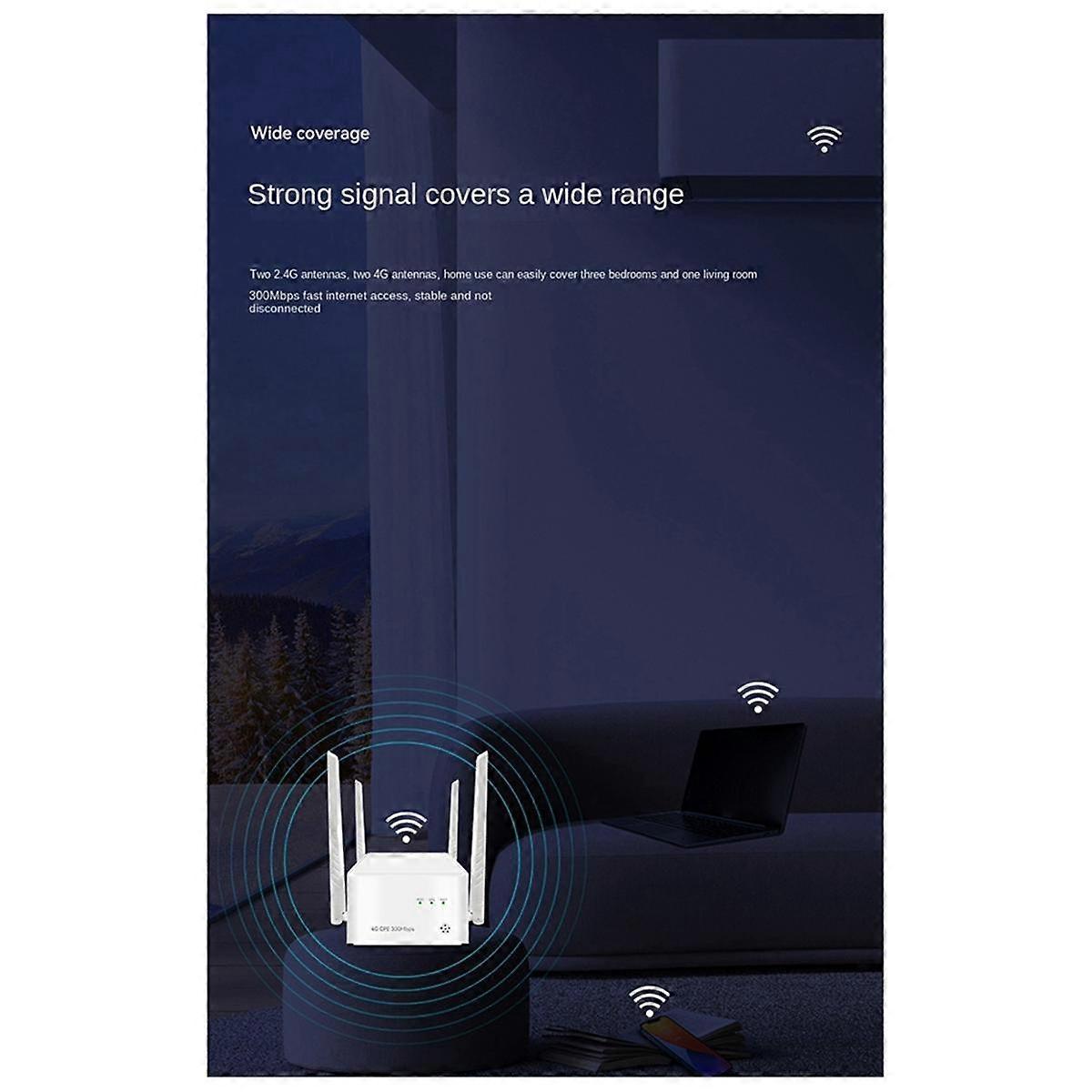 Nowy domowy router WiFi 4G Szeroki zasięg 300M 2XRJ45 Cat4 4G LTE Karta ...