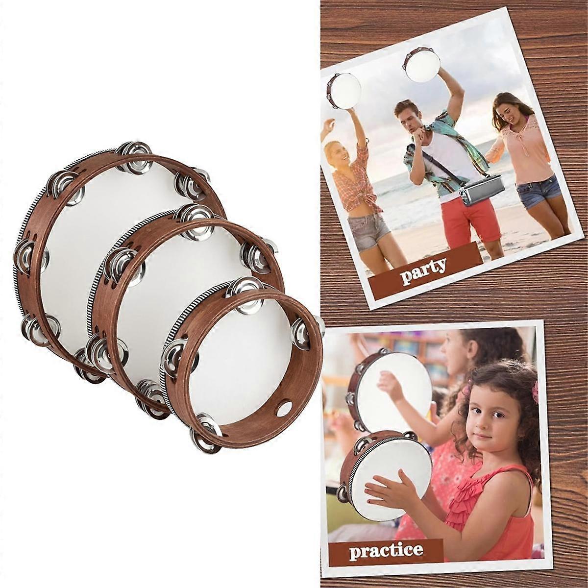 3 PCS Wooden Hand Held Percussion Tambourine , Tambourines Musical ...