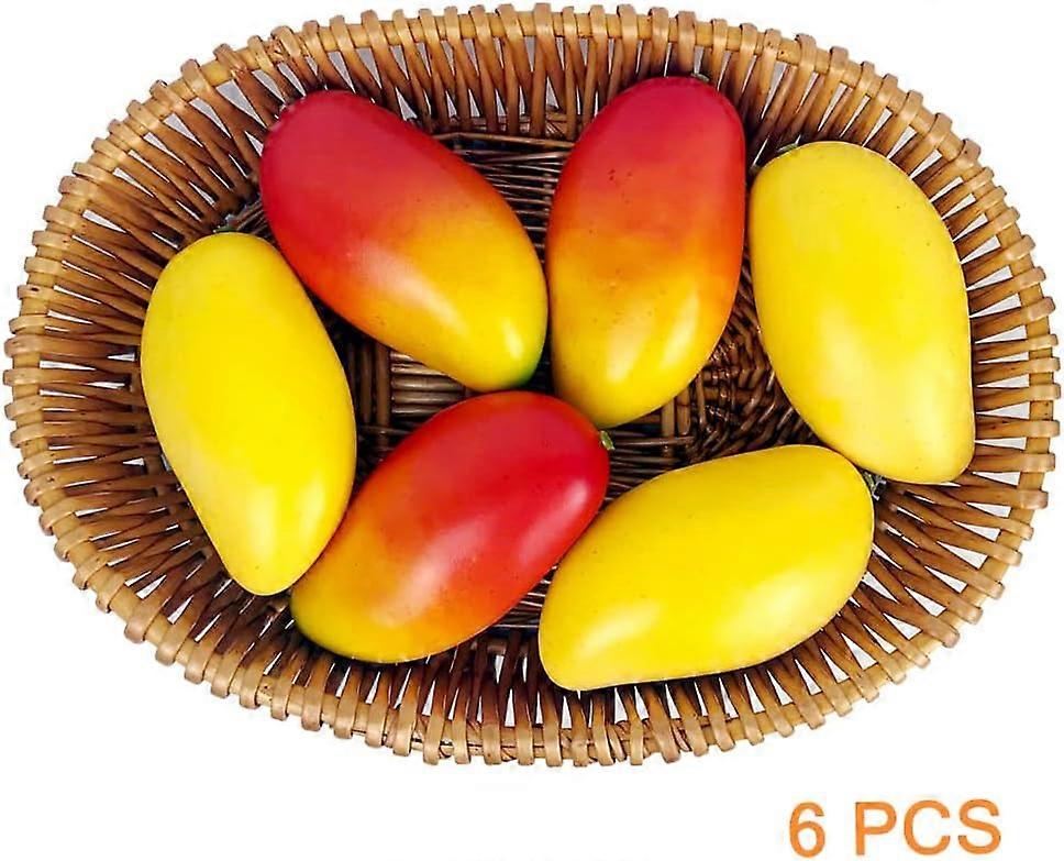 6 Pcs Artificial Mangoes Simulation Fake Fruit Home Decor Photo Props ...