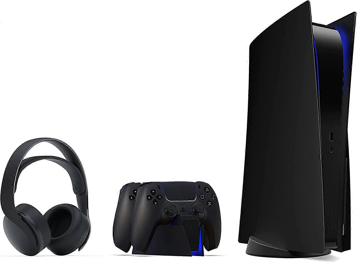 Black Charging Station with Blue Light Bar for PS5 Midnight Black ...