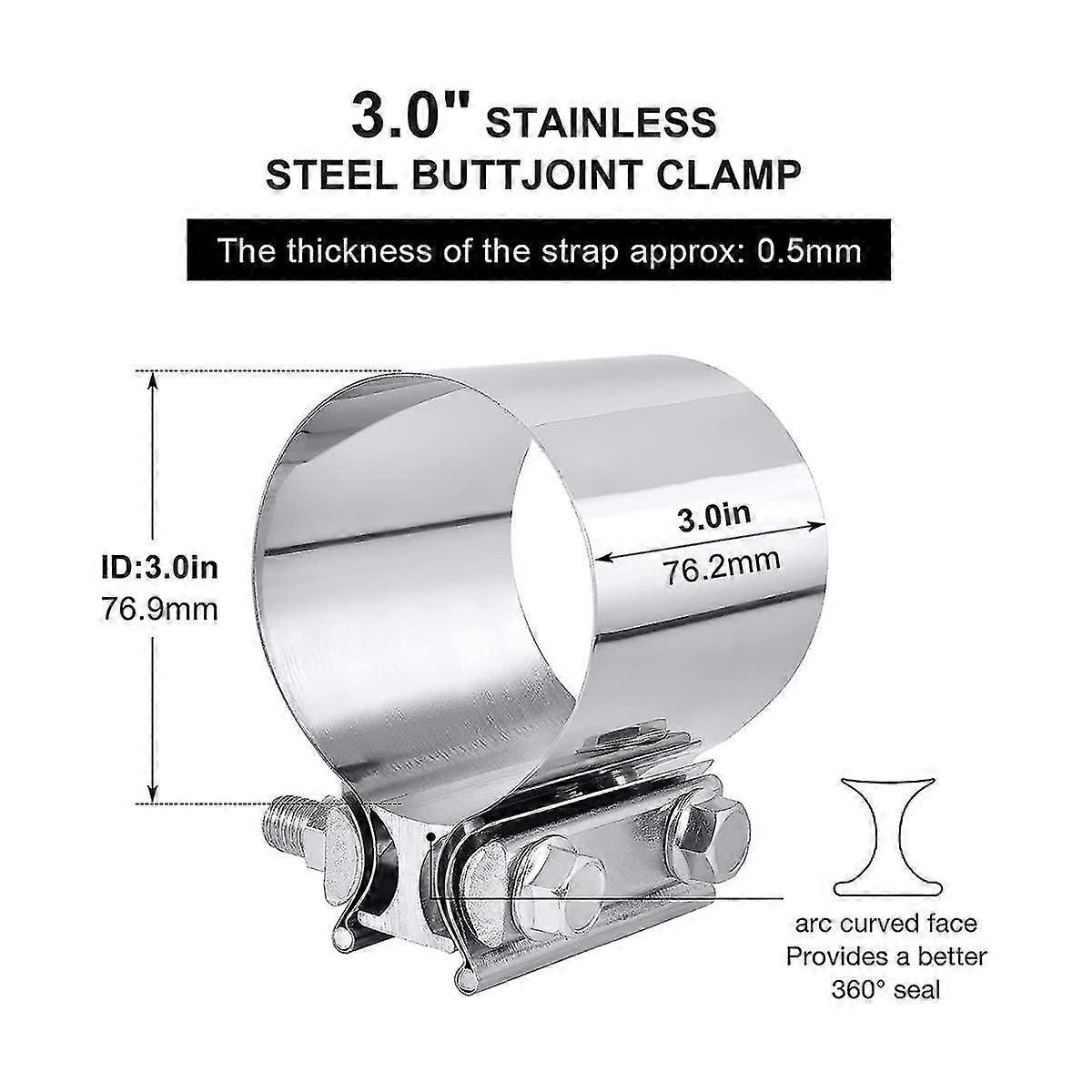 3 Inch Exhaust Clamp, 76mm Butt Joint Exhaust Pipe Muffler Band Clamp ...