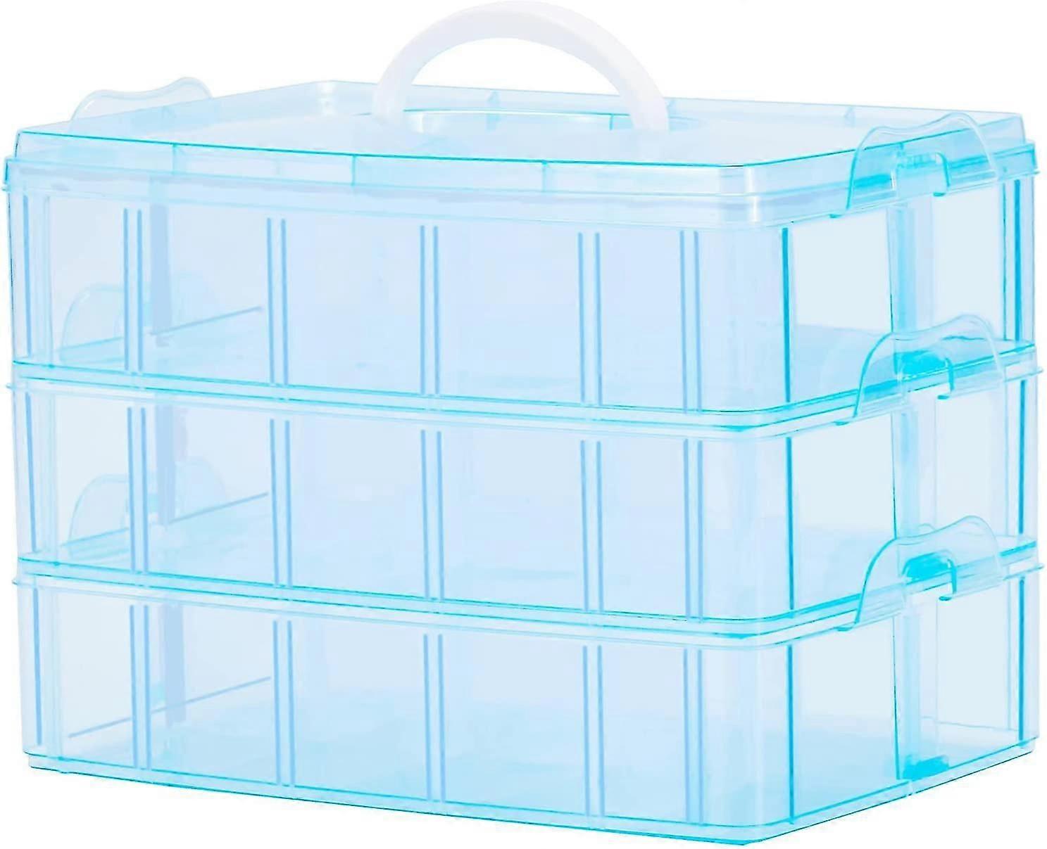 Staable Plastic Storage Box With Handle,large 3 Layer 30 Adjustable ...