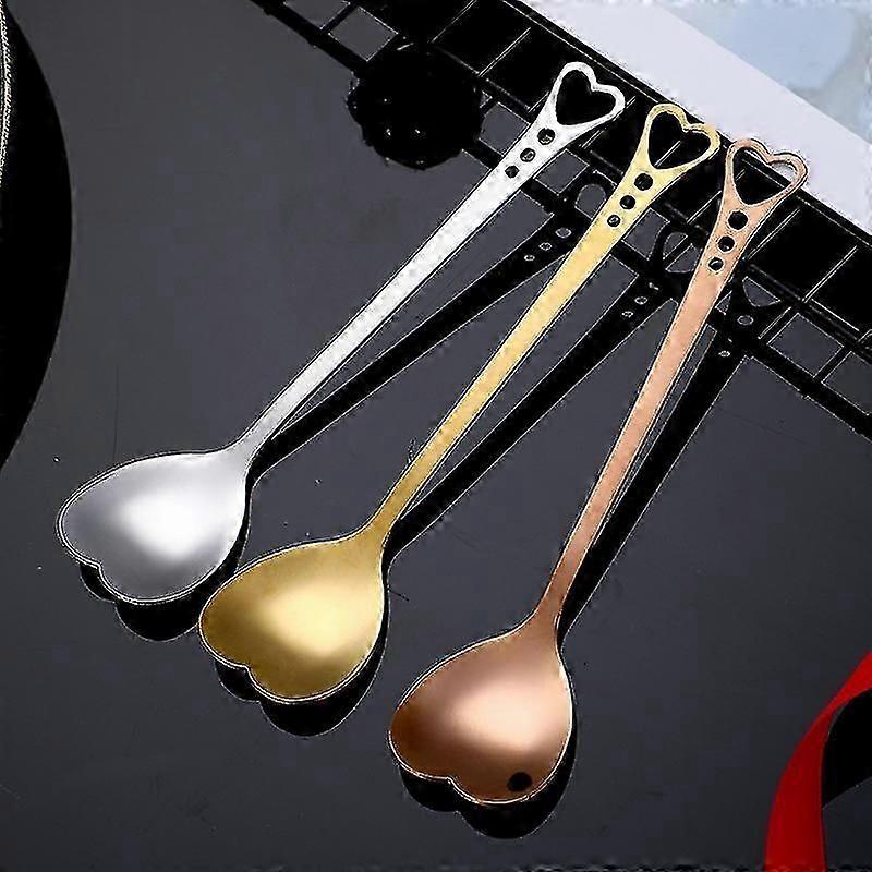 4pcs Stainless Steel Coffee Spoons with Heart Shape Dessert ...