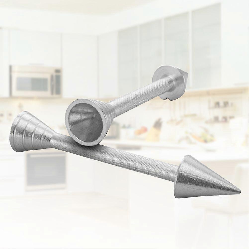 2 Pcs Aluminium Alloy Baking Pastry Cone Holder Cake Piping Rod Icing ...