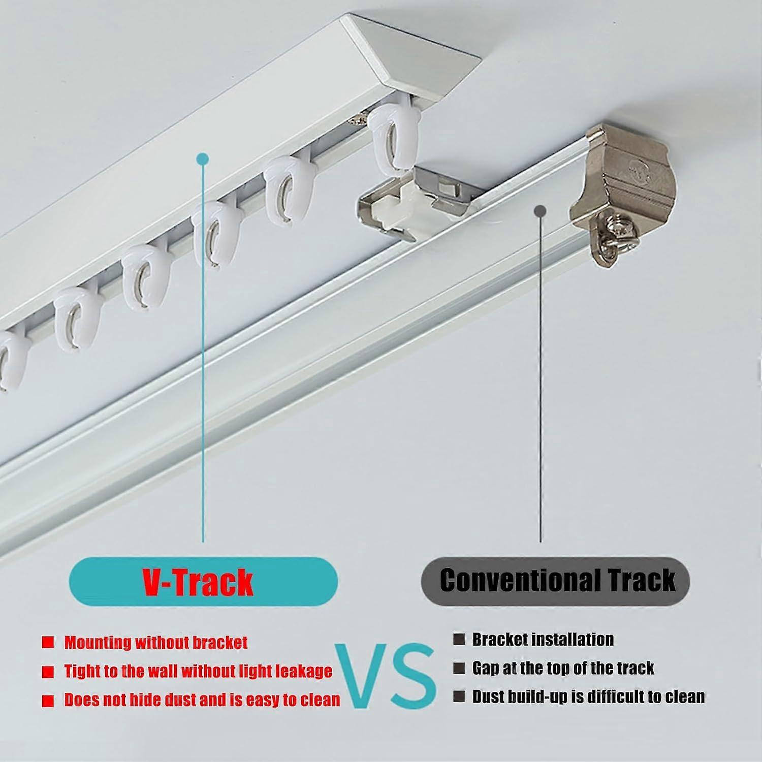 Ceiling Curtain Track with 90 Degree Corner, Black Aluminum Sliding ...