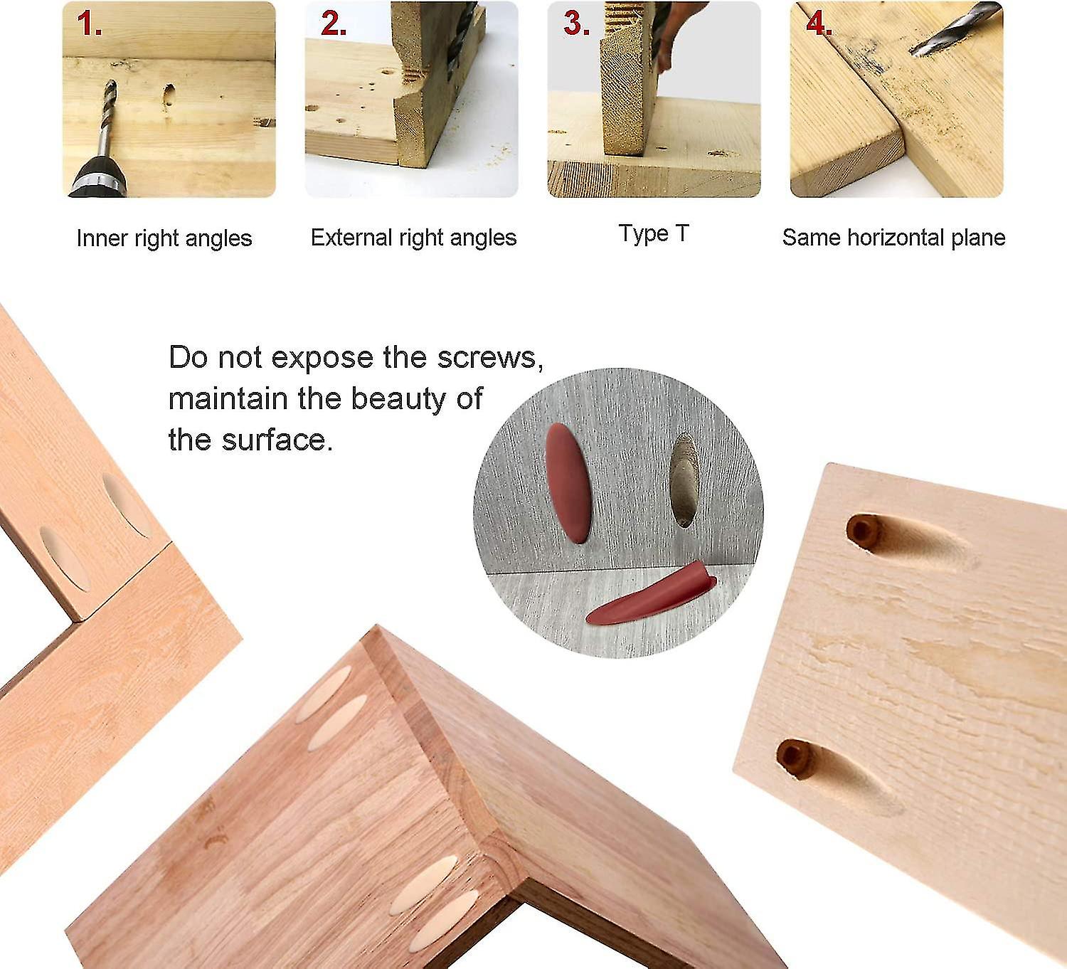 Pocket Hole Jig, 15 Degree Dowel Drill Bit Kit, Woodworking Guides ...