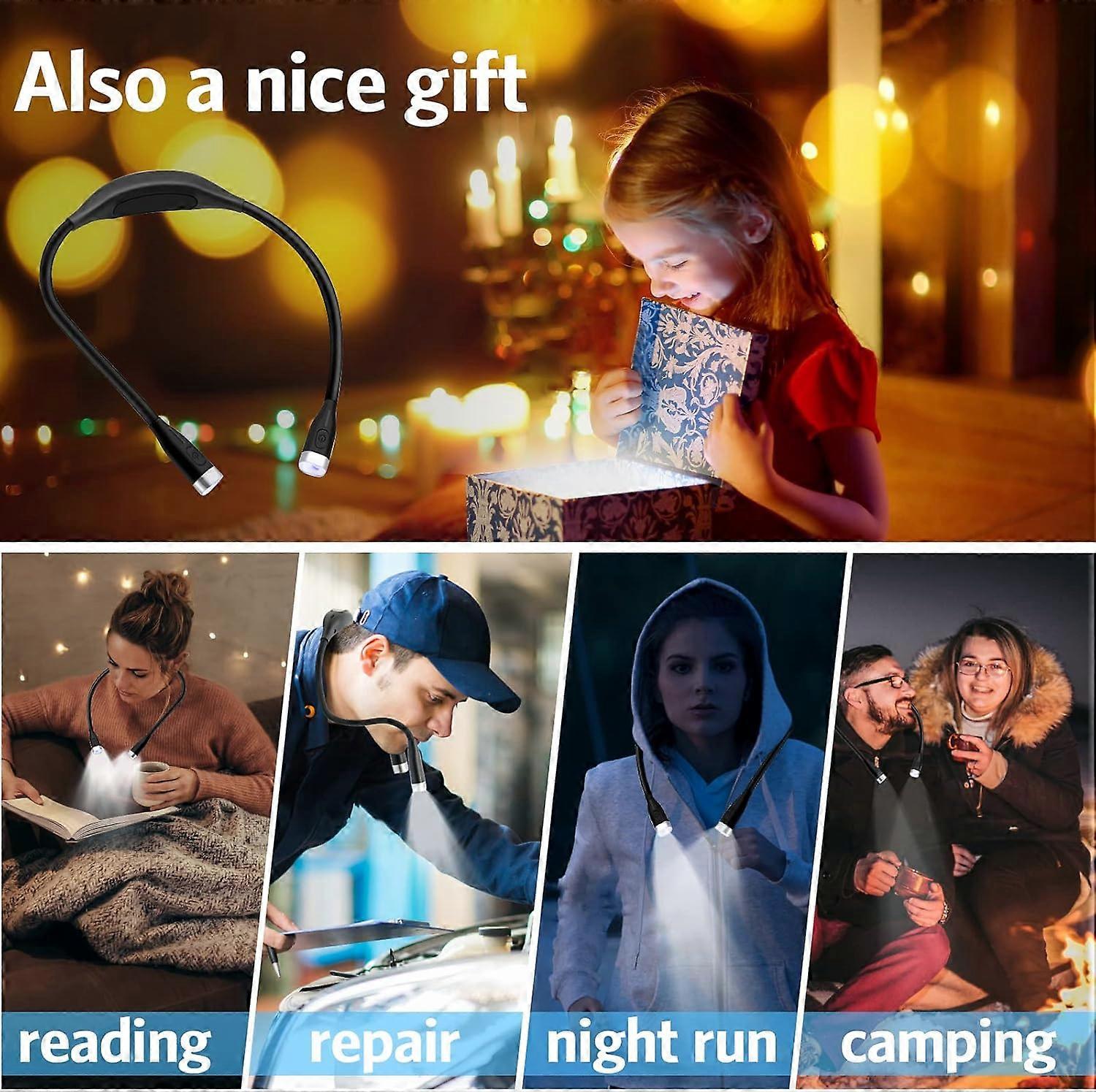 Neck Reading Lamp, Rechargeable Bed Book Lamp, 3 Colours Reading Lamp ...