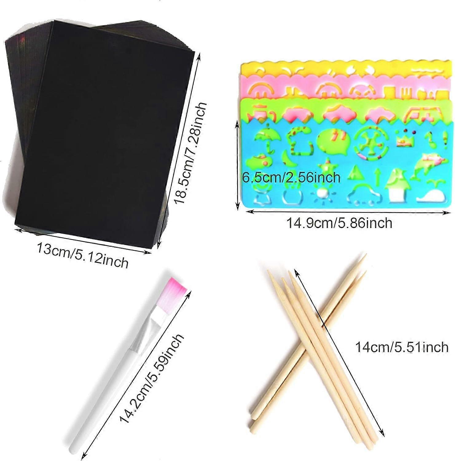 100 Pcs Scratch Drawing for Kids Rainbow Scratch Art Paper Scratch Art ...