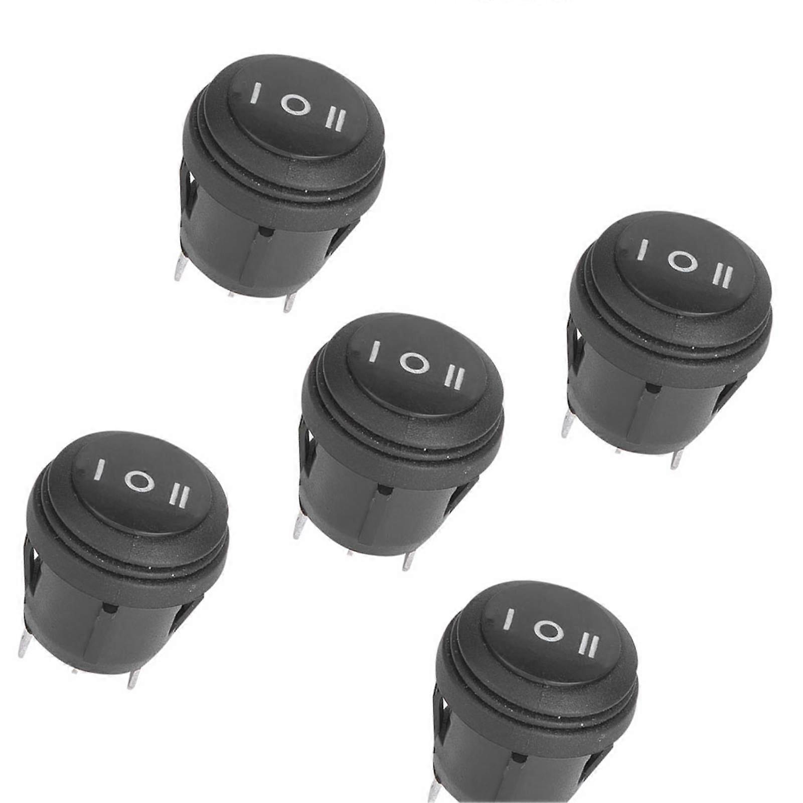 5pcs 3 Position ON/OFF/ON Black Round Rocker Switch 3 Pin 10A/125V 6A ...
