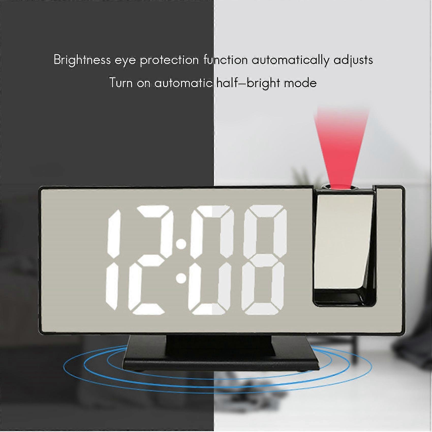 Digital Projection Alarm Clock 7.3 Inch Larger Mirror Led Clock With ...