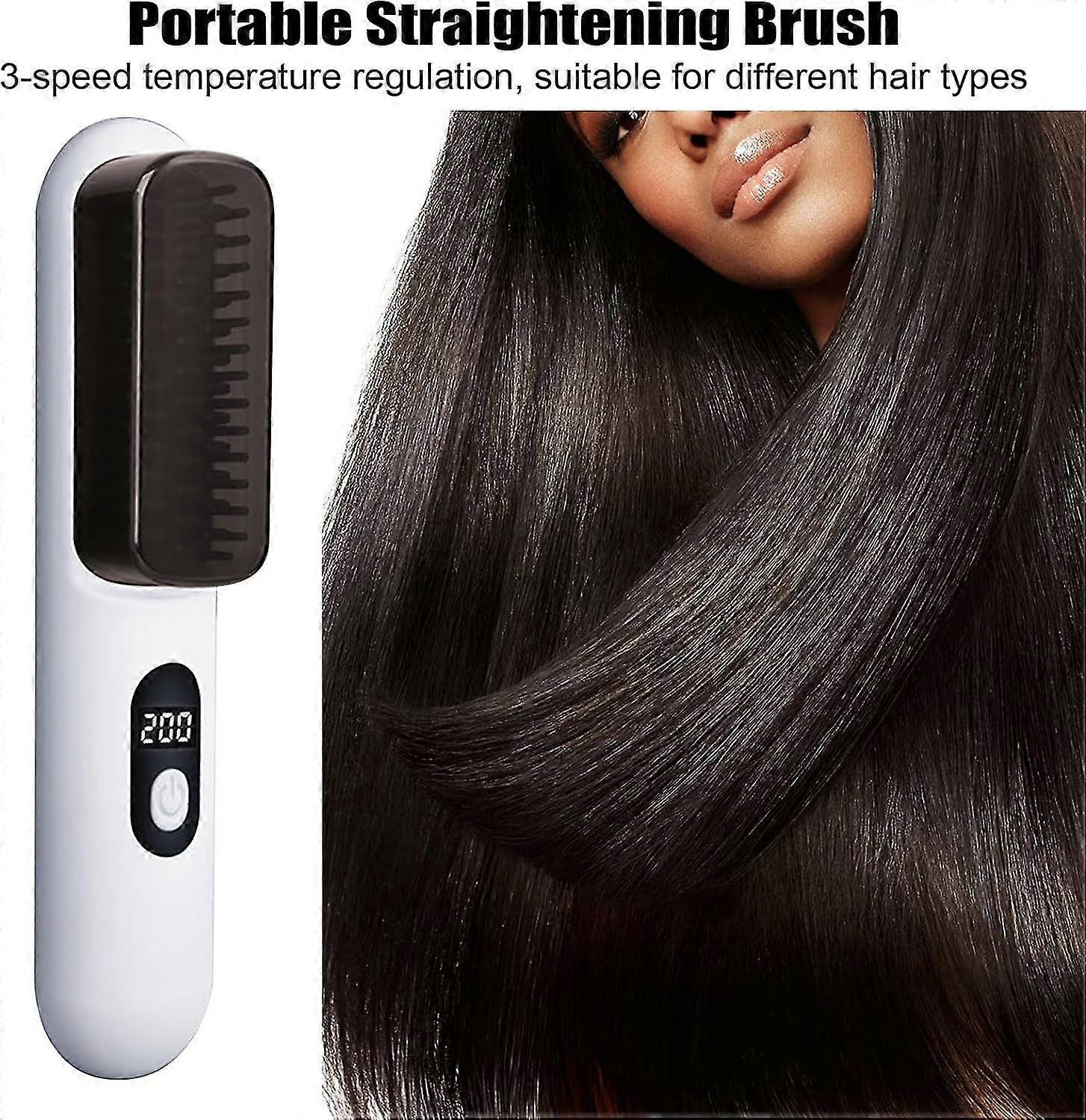 Portable Hair Straightening Brush, Cordless Straightening Comb, Fast Heating Straightening Iron ...