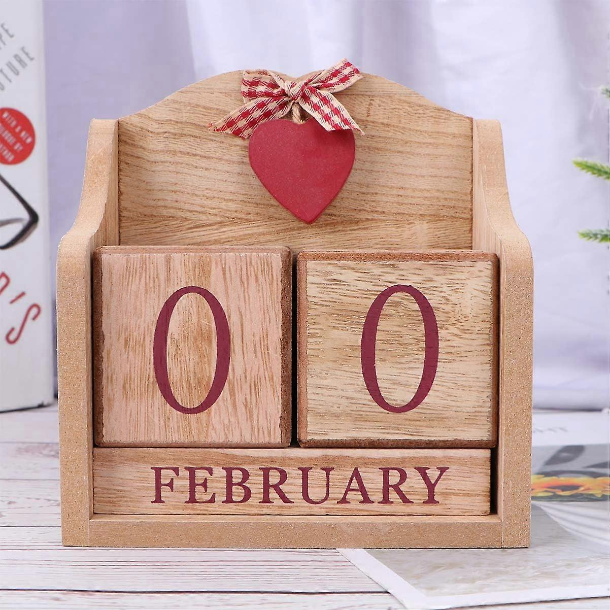 Wooden Perpetual Calendar with Days Wooden Calendar Blocks Desktop ...
