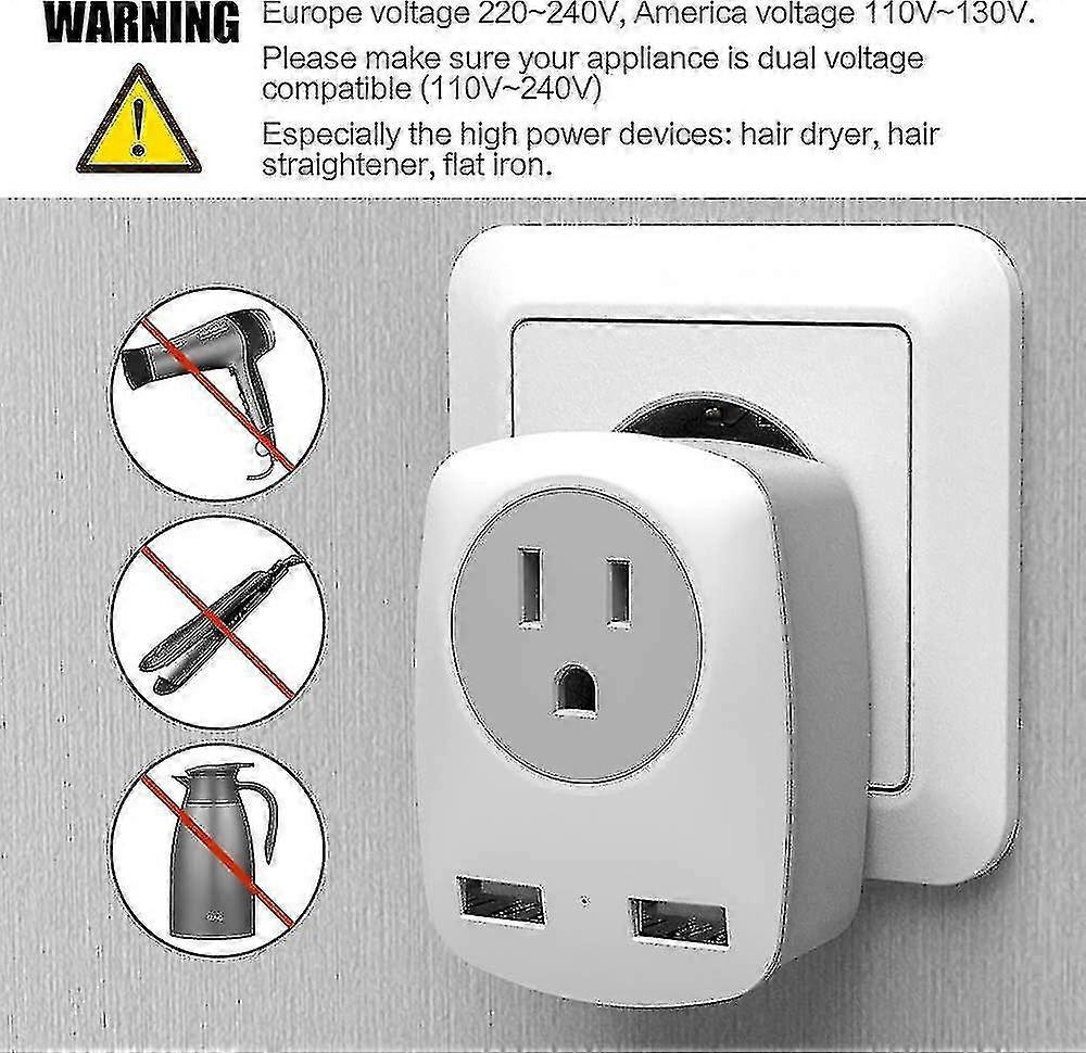 Uk Travel Adapter, Us To Uk/ireland/hong Kong Plug Adapter With 2 Usb ...