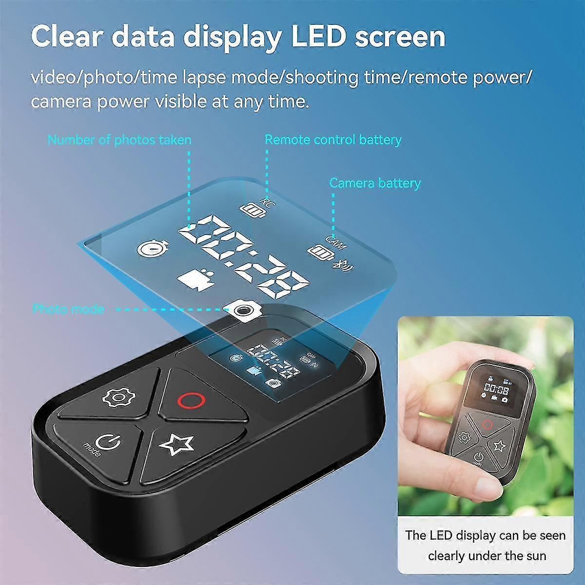 T10 80m Bluetooth Remote Control For Hero 11 10 9 8 Max For Smart Phone ...