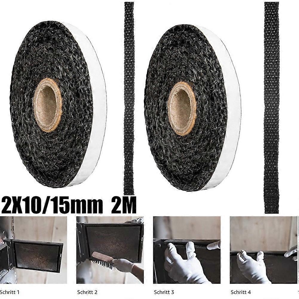 2M Black Flat Stove Rope Self-adhesive Glass Seal Stove Fire Rope ...