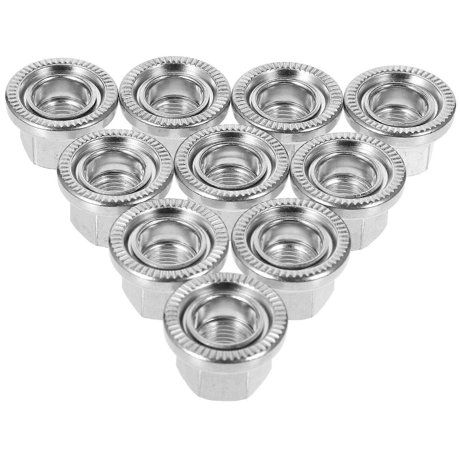 10pcs Bike Nuts Wheel Axle Nut Bike Steel Flanges Nuts Hub Flanged Axle ...