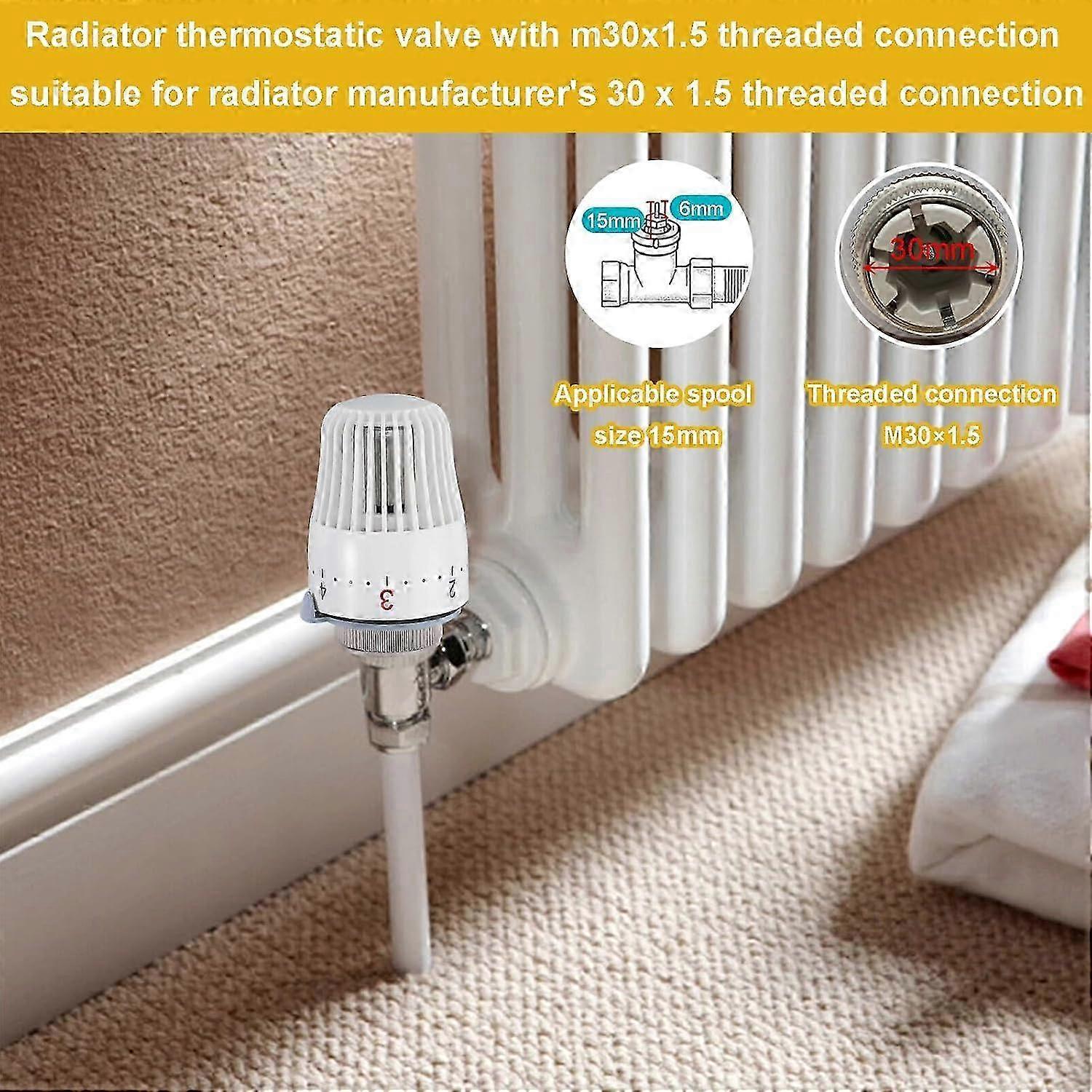 2pcs Radiator Thermostat Valve Head Only M30 X 1.5 Radiator Temperature ...