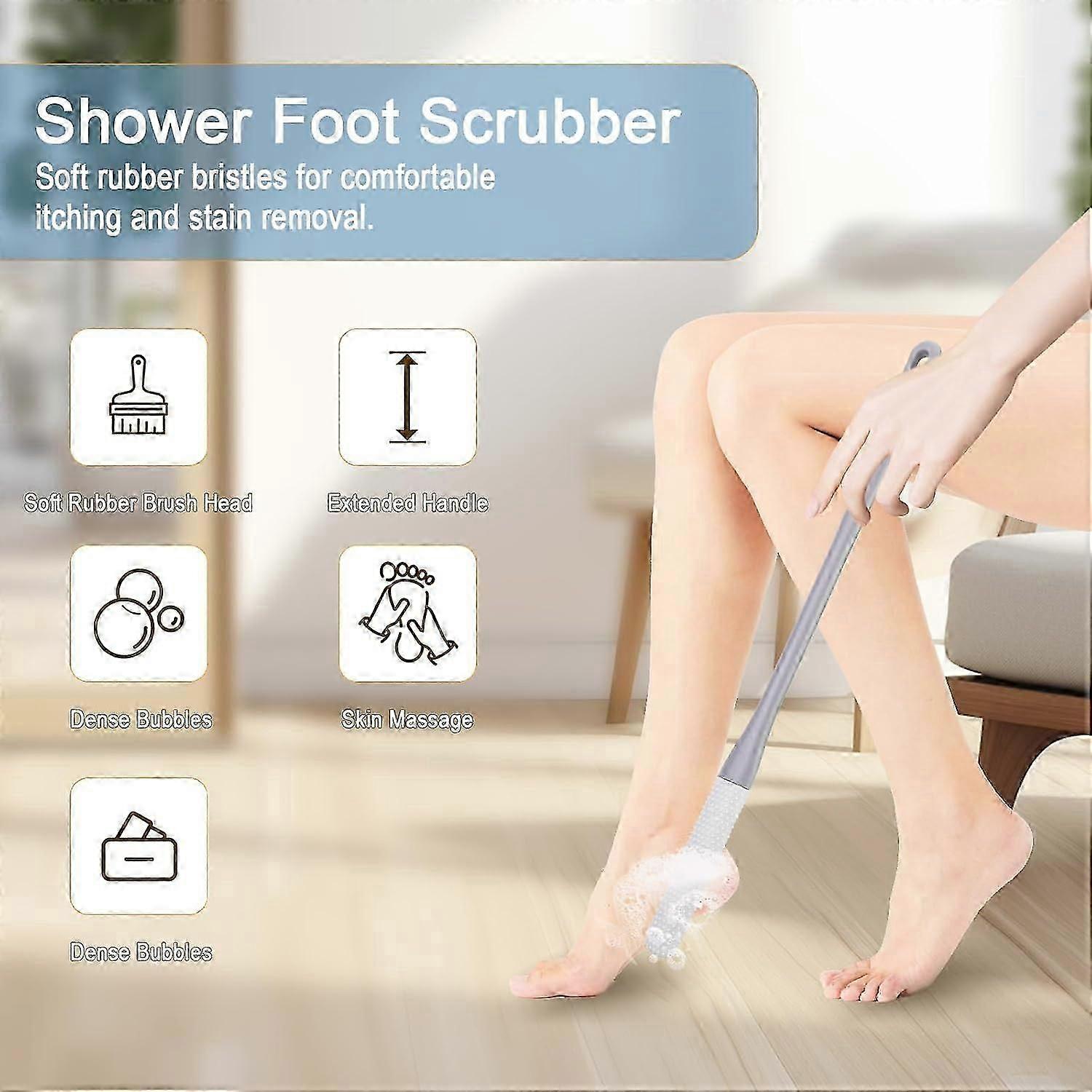Toe Cleaning Brush,Foot Scrubber in Shower Long- Handled Toe Lotion ...