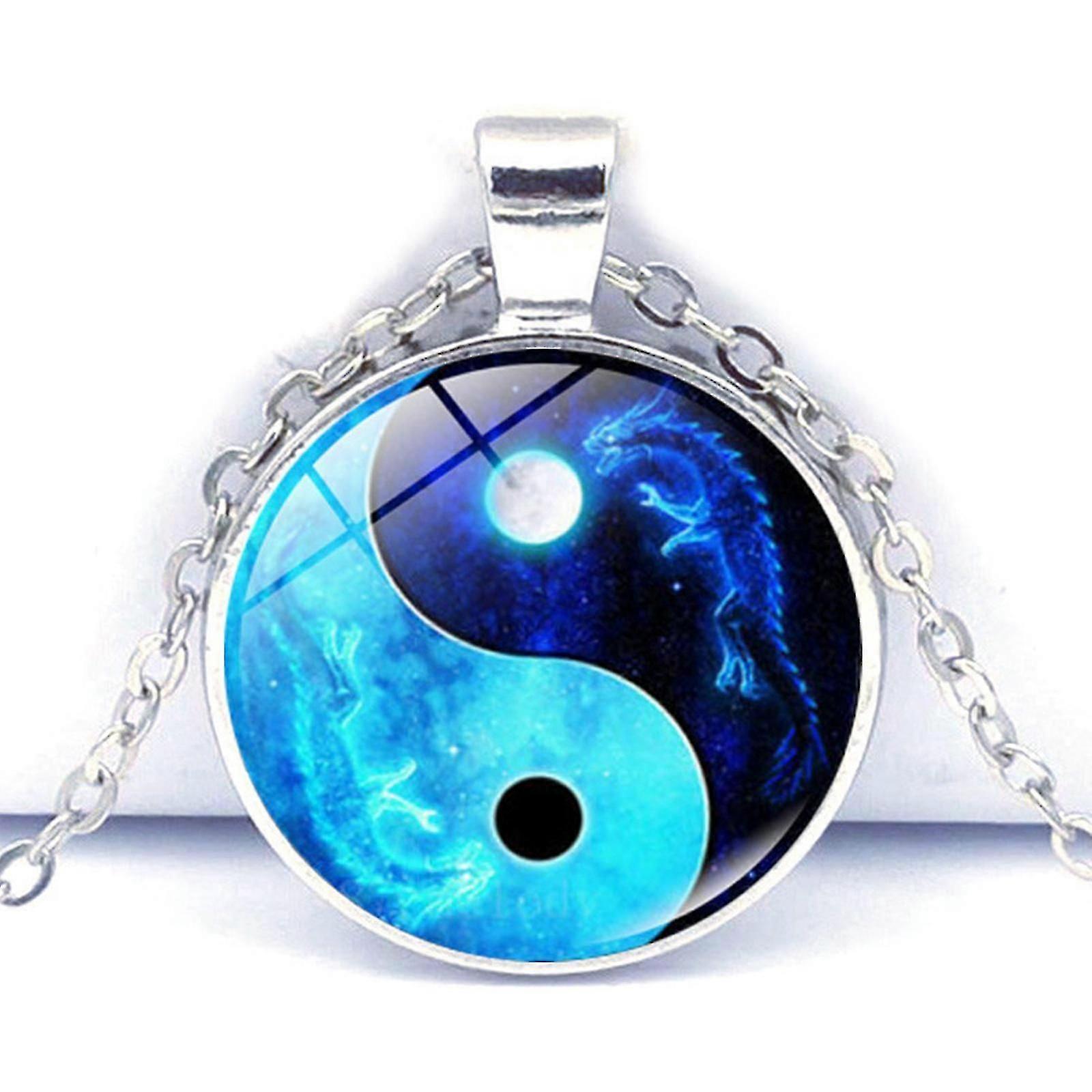 Blue Tai Chi Yin Yang Necklace - Friendship Neck Chain Pendant | Fruugo UK