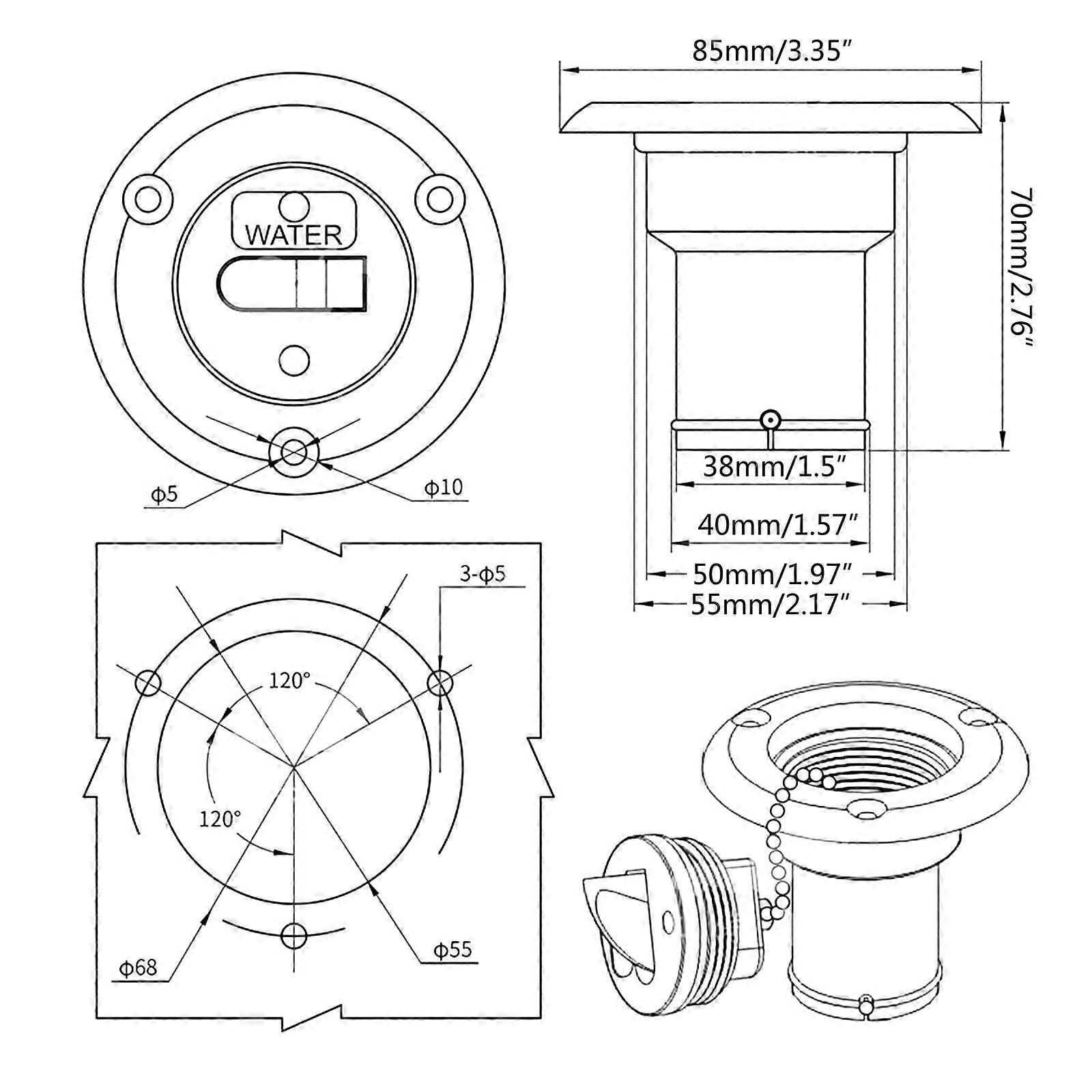 RVs Caravans Water Inlet Cover Durable Nylon Easy Open Screw Top Cap ...