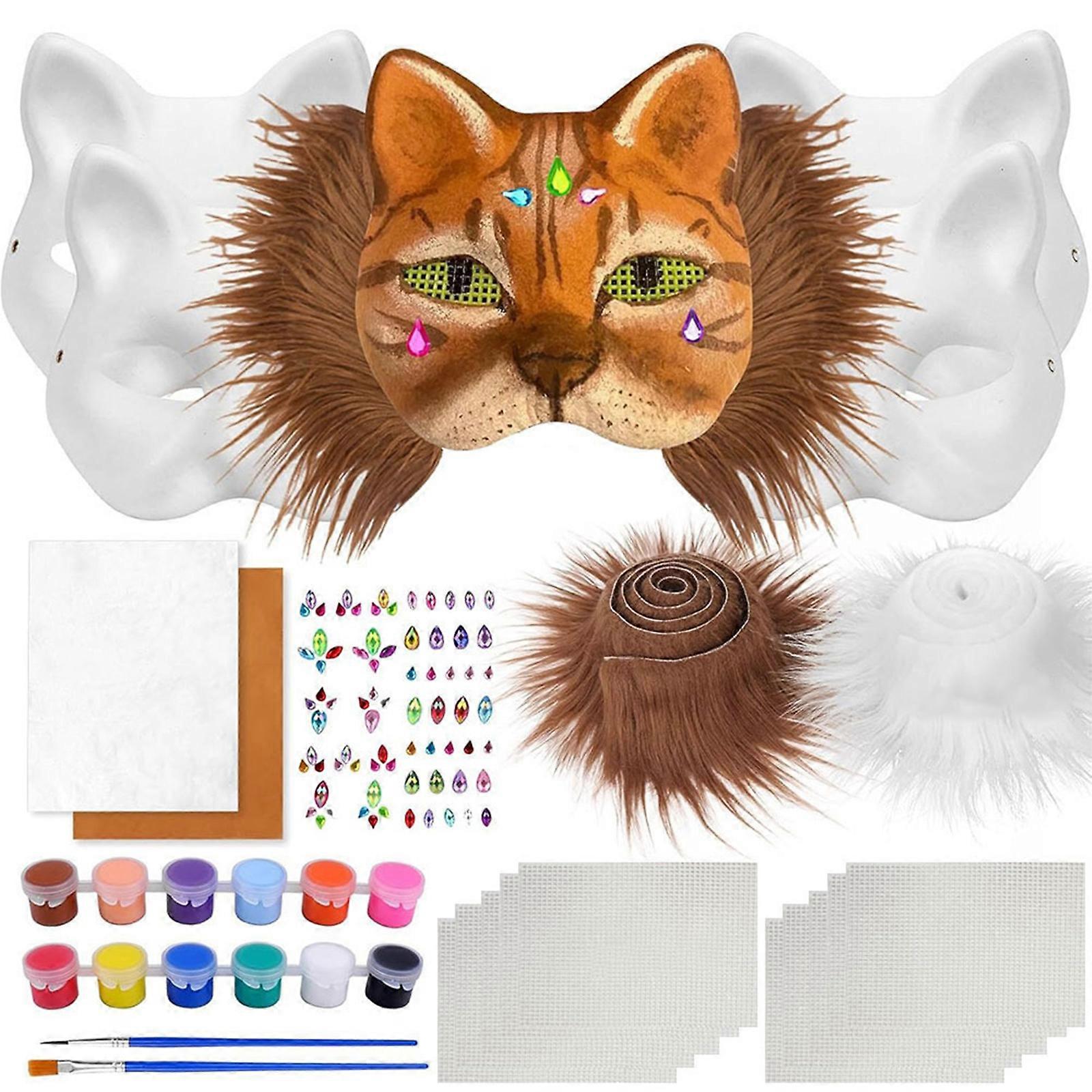 Therians Mask Set Furs,Eye Mesh,Felts Sheet DIY Foxes Cats Mask to ...