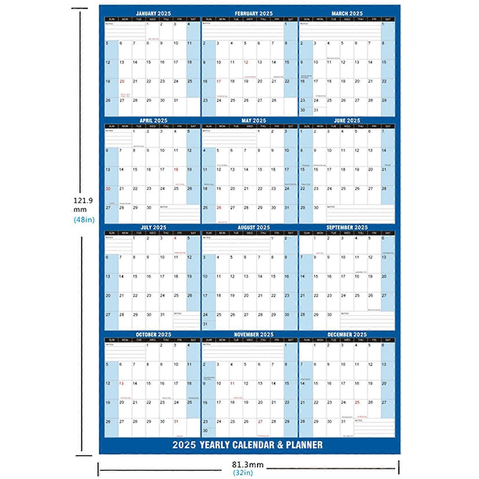 2025 Yearly Wall Calendar 2025 Home Office Wall Planner Calendar 2025 ...