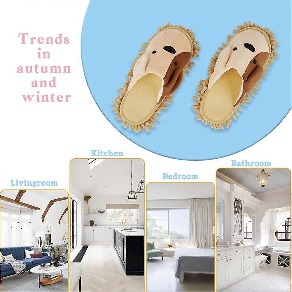 Cartoon Dog Mop Slippers Microfiber Clean Dusting Slippers Detachable ...