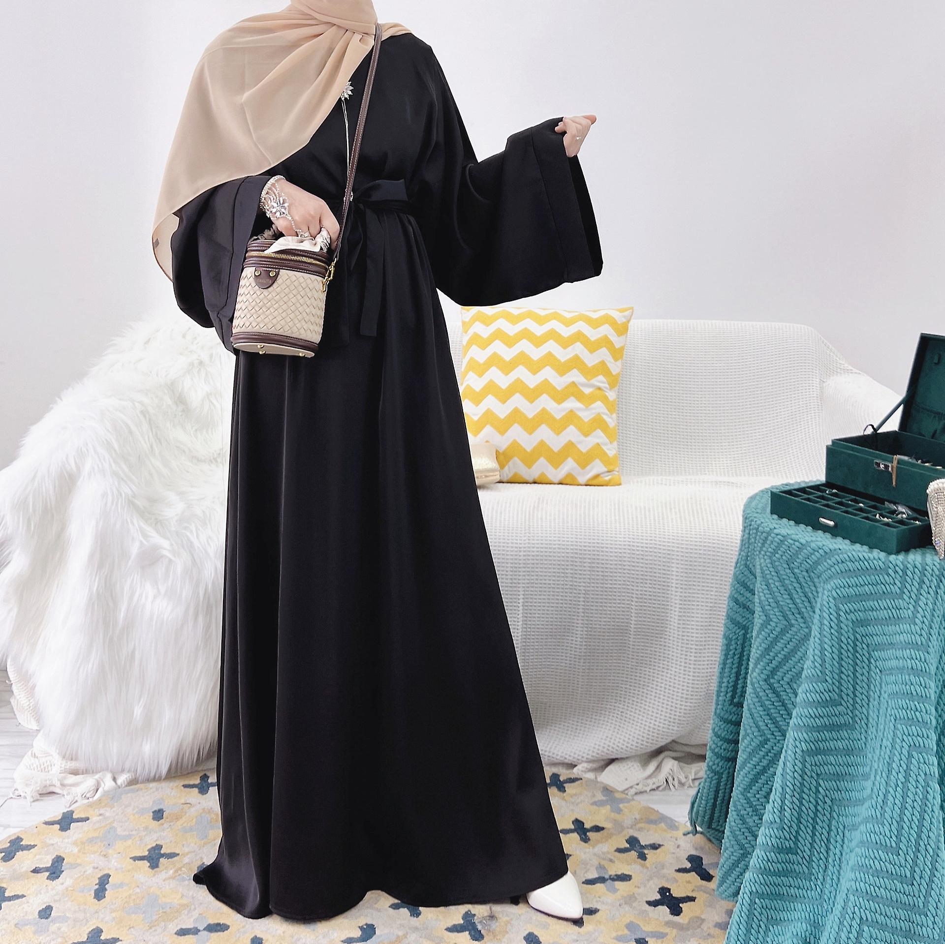 Muslim Dress Women Abaya Kaftan Dubai Eid Satin Hijab Abayas Caftan Marocain Evening Dresses ...