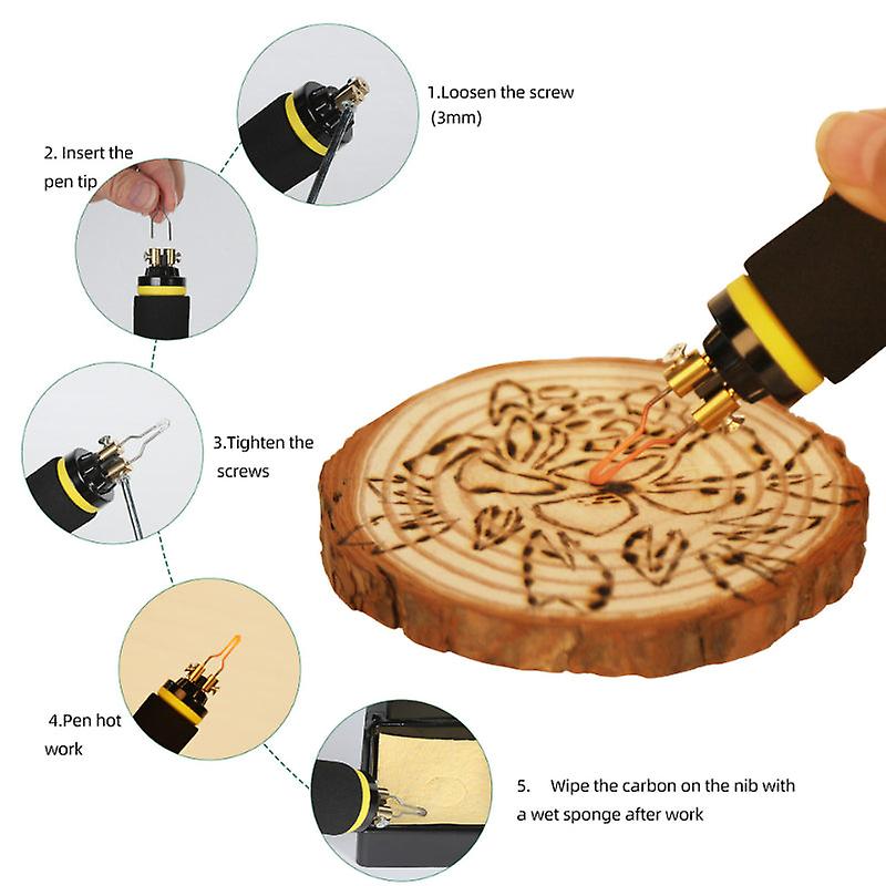 New Pyrography Machine Wood Burning Pirograbador Adjustable Temperature Burner Wood Cautery ...