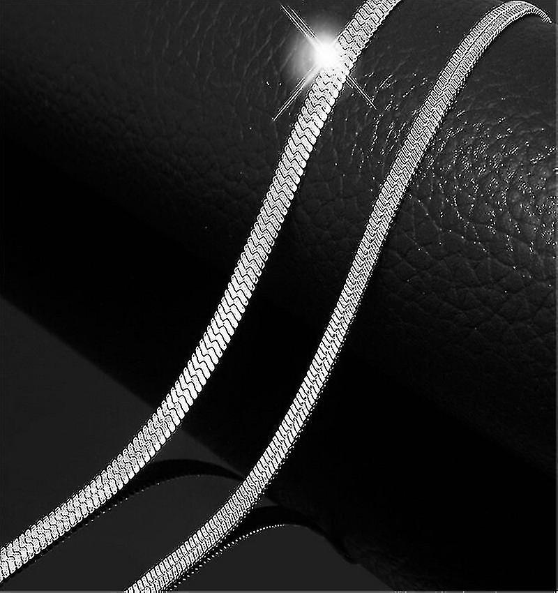 925 Silver Necklace 4mm Snake Chain Men Women Couple Sterling Silver ...