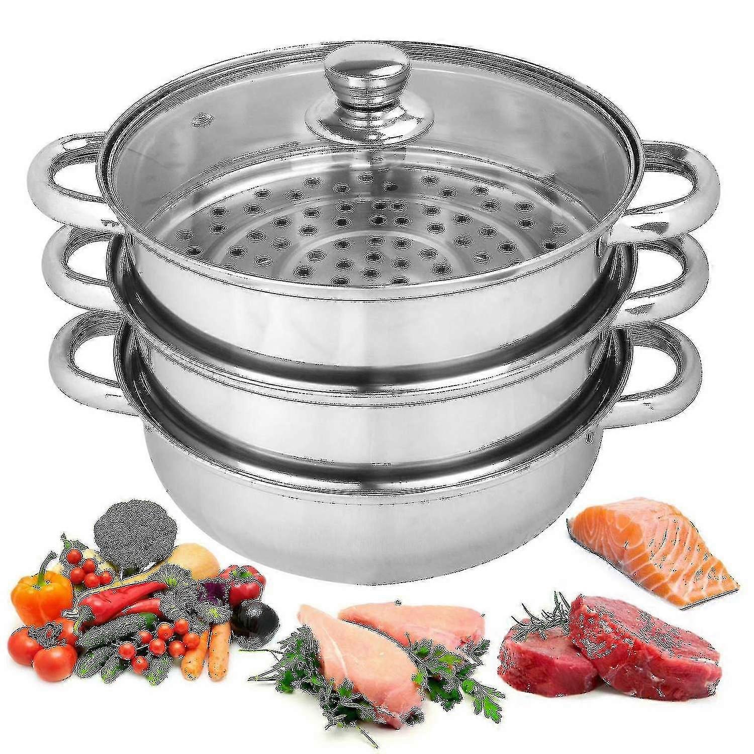 Kabalo 3 Tier Vegetable Steamer Stainless Steel Pan Set 25cm Pot ...