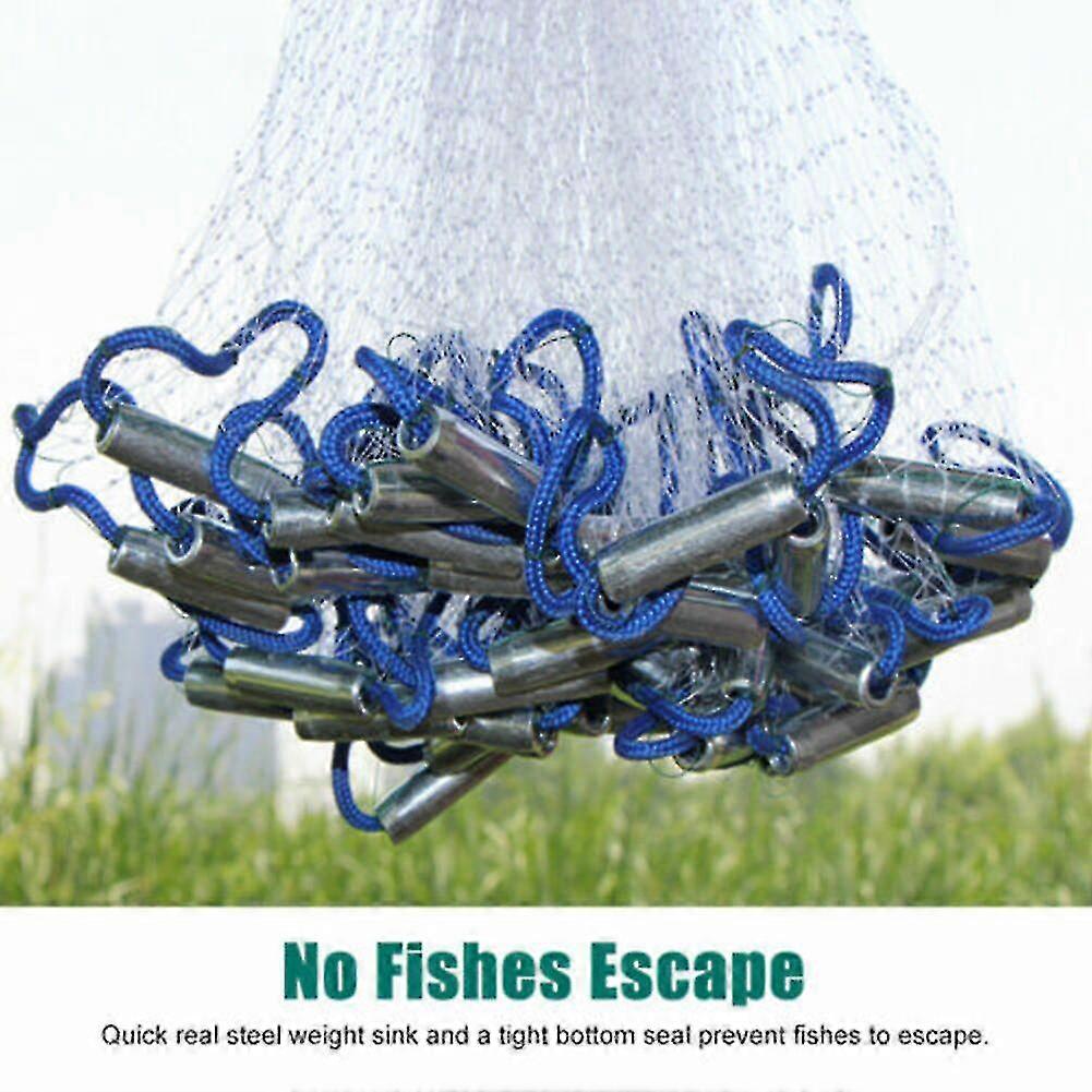 Hand Throw Fishing Net Portable Cast Net with Aluminum Rings Heavy Duty ...