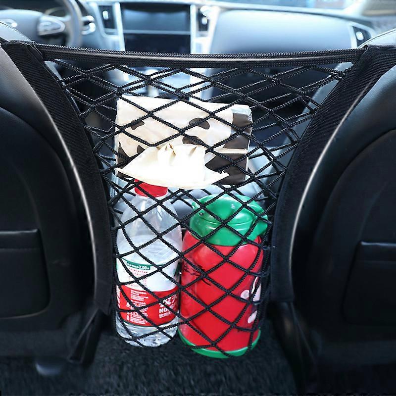 Car Trunk Seat Back Elastic Mesh Bag Car Storage Organizer Pockets Cage ...