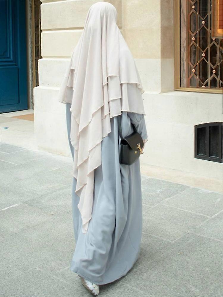 Muslim Khimar Long Hijab Headcarf Women 3 Layers Jilbab Burqa Turban Ramadan Eid Islamic ...