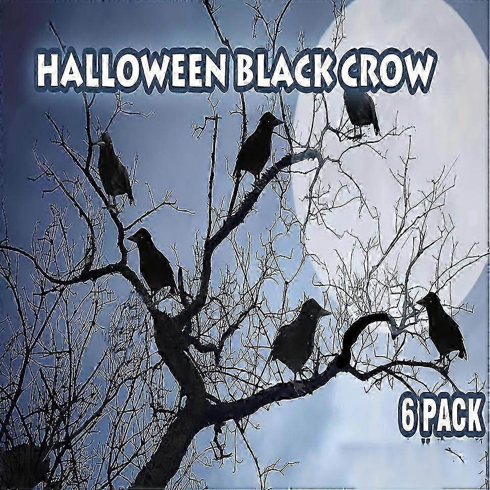 New Models6pcs Lifelike Feathered Black Crows - Handcrafted Halloween ...