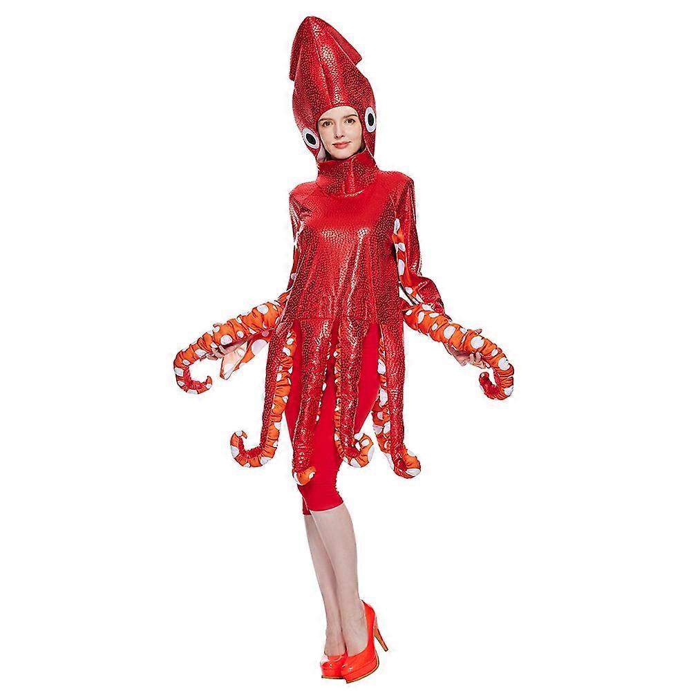 Funny Family Squid Costume Red Octopus Sponge Jumpsuits For Parent And ...