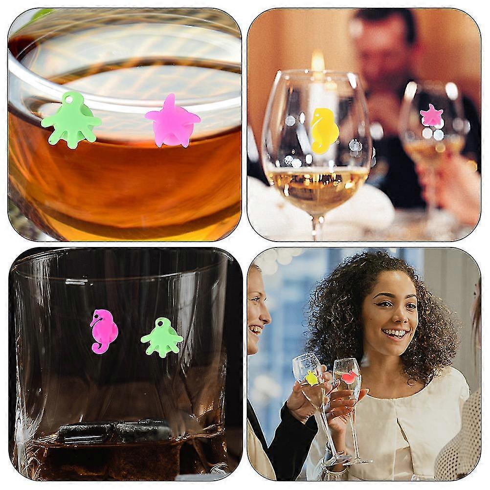 12 Pcs Silicone Animals Drinking Glass Markers Wedding Wine Glass Charms Drink Glass Identifiers ...