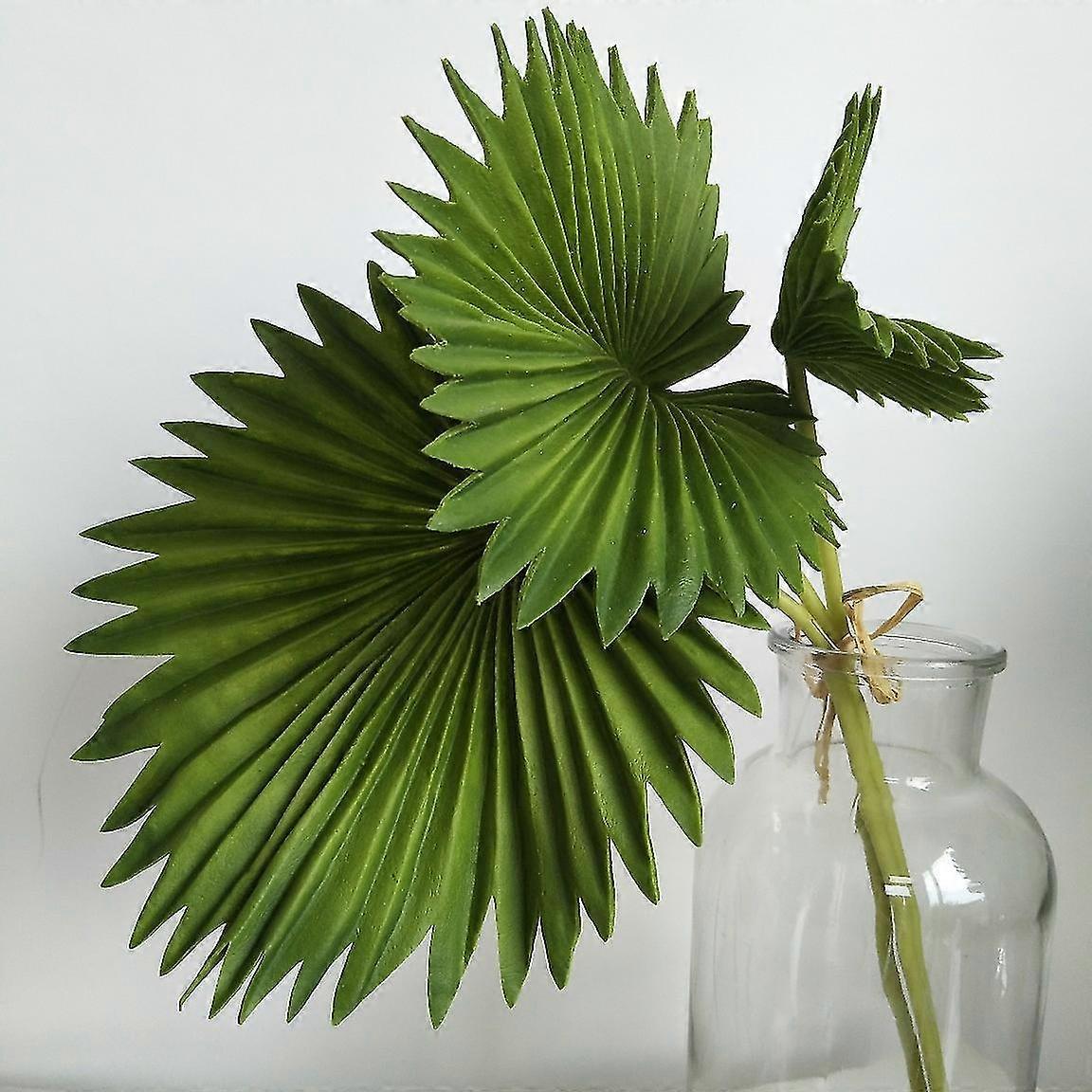3 Pcs Artificial Palm Leaves Bunch Green Plastic Fake Plants Simulation ...