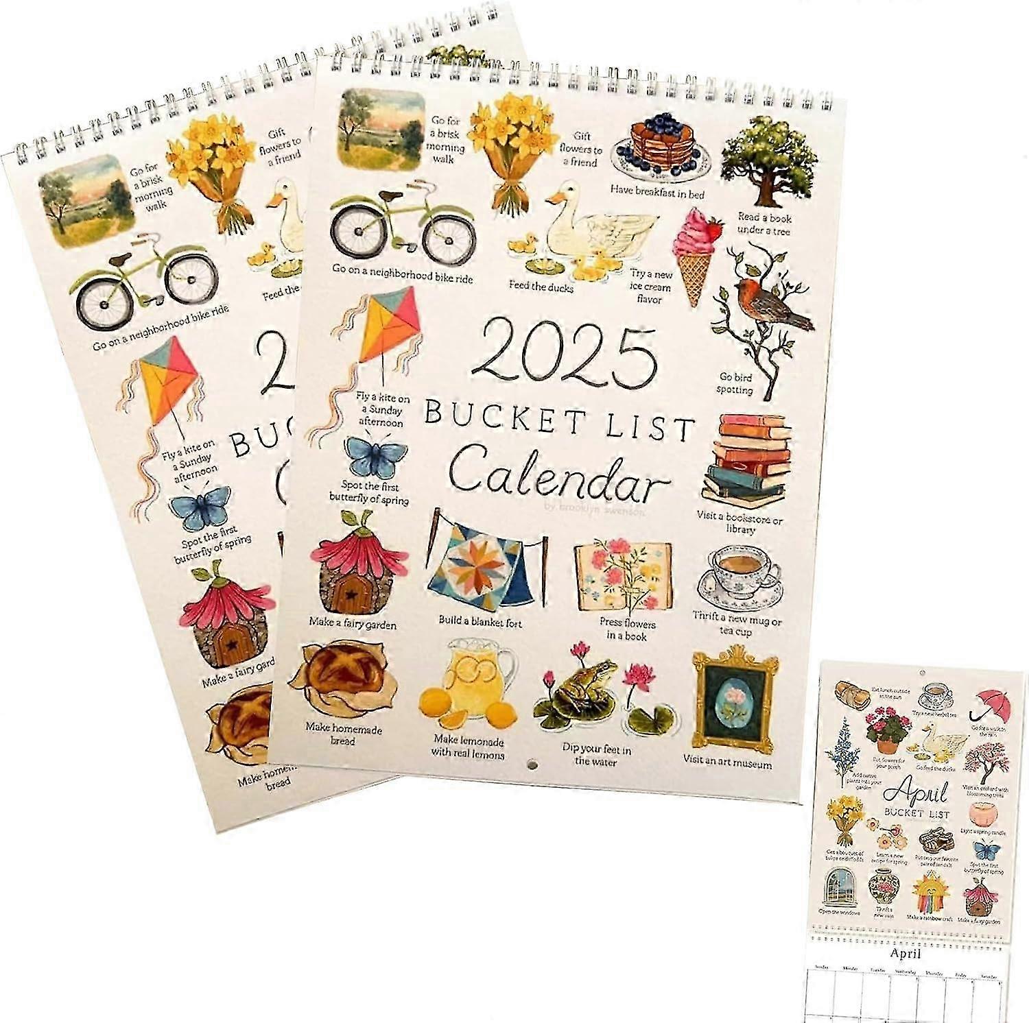 2025 Bucket List Calendar, 12 Months Wall Calendar, 2025 Wall Calendar ...