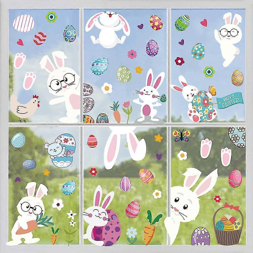 126pcs Easter Window Cling Stickers, Cute Eggs Bunny Carrot Clings For ...