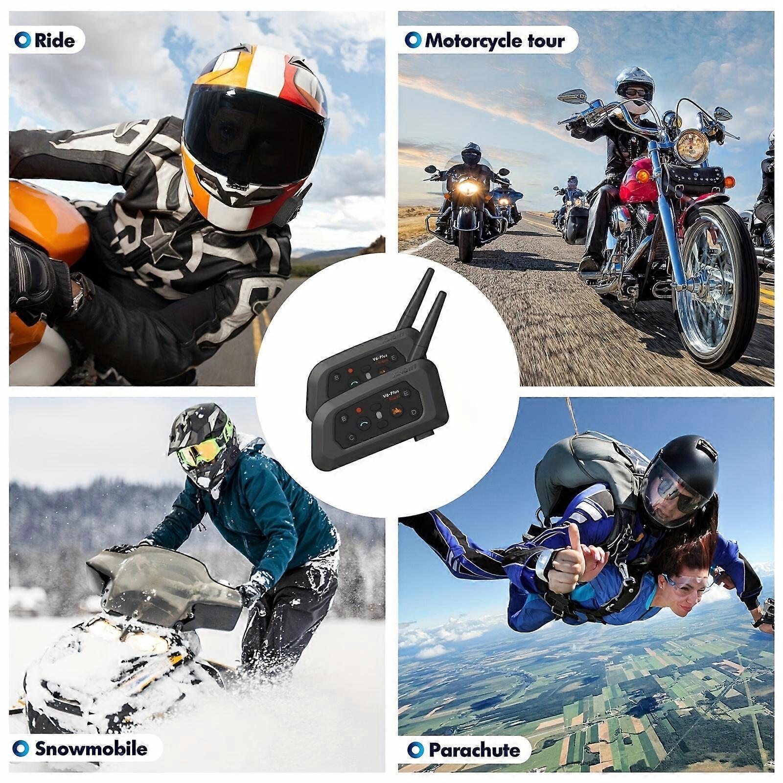 V6 Plus Motorcycle Helmet Intercom - Wireless Headset with 1200M Range ...