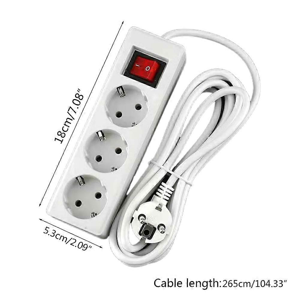 EU Standard German Type Extension Socket Power Strip 2 Pin Plug Outlet ...