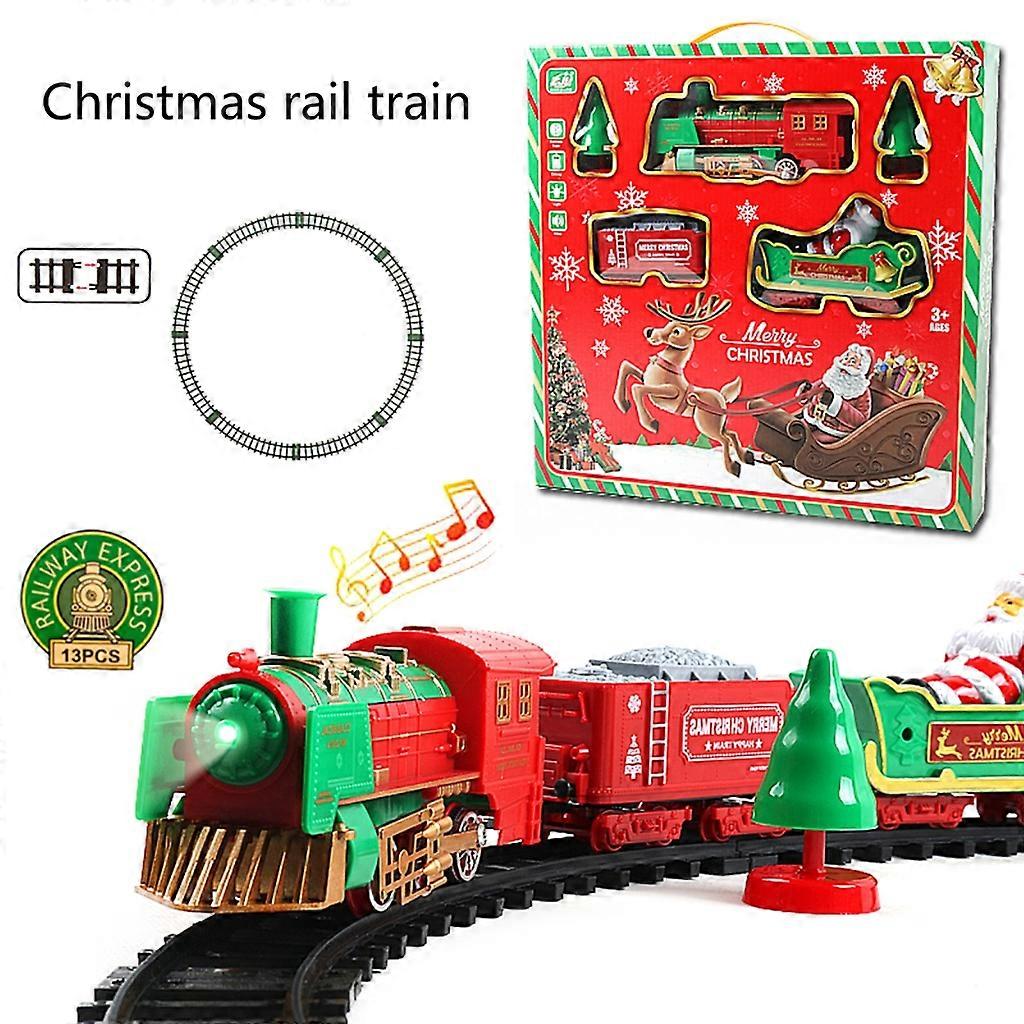 Christmas Electric Train Set with Lights & Sound Battery Powered Train ...