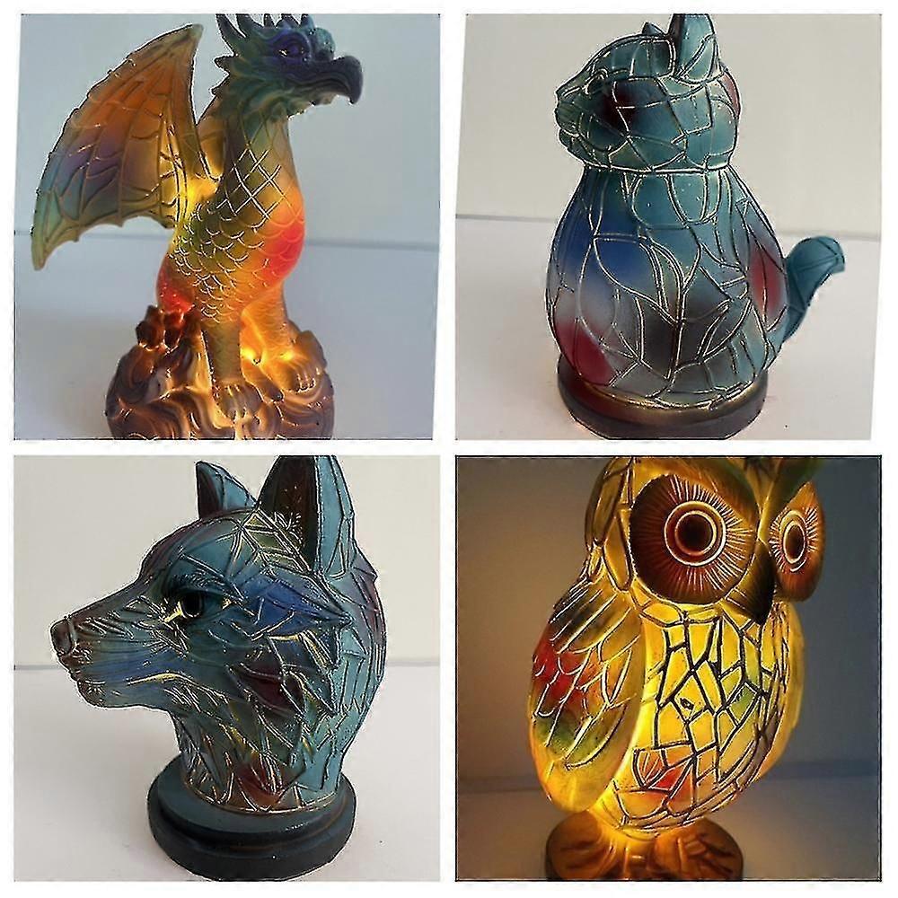 2024 Animal Table Lamp Series Stained Glass Animals Shape Table Lamp 3d ...